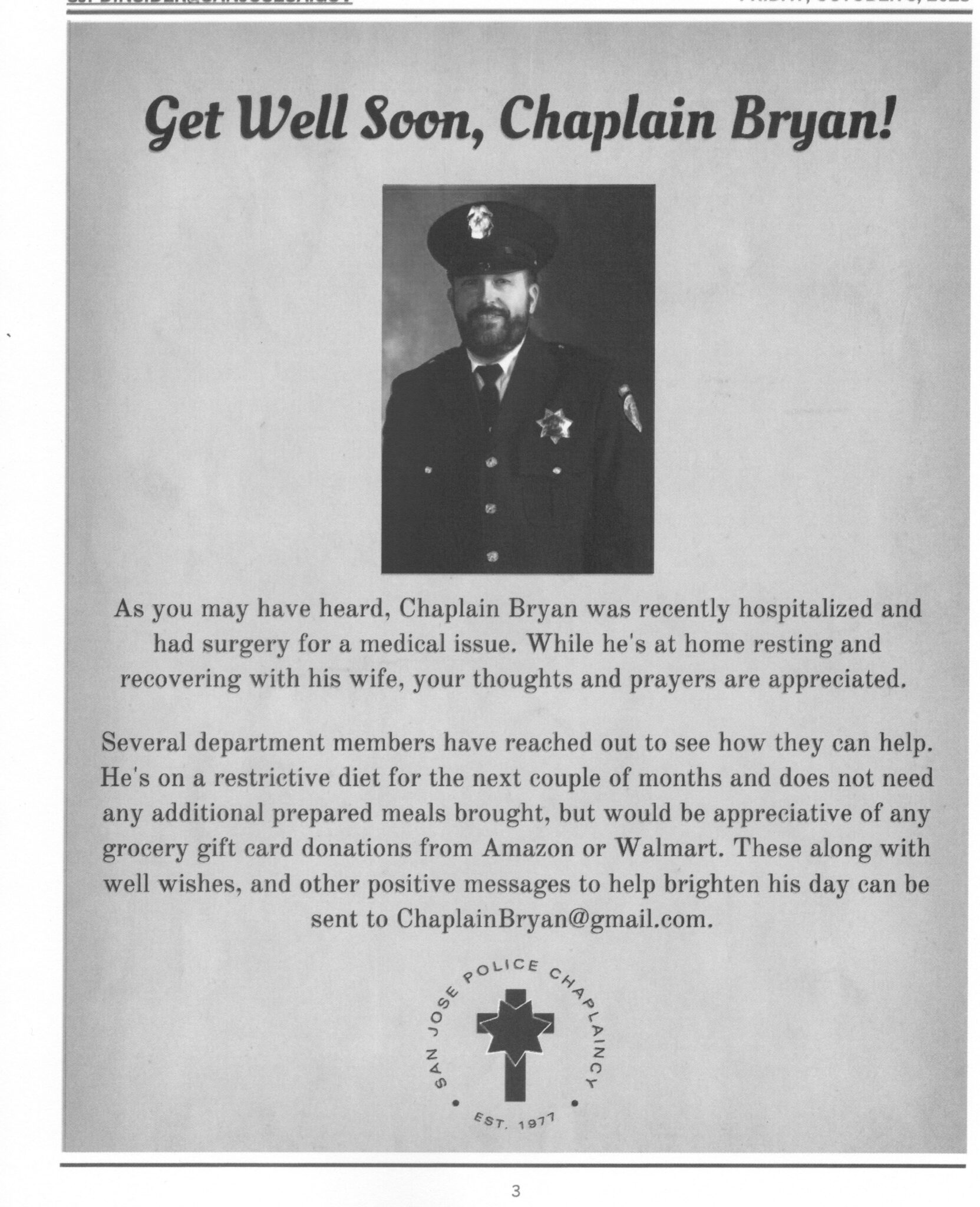 Get Well Soon Chaplain Bryan! – The Farsider
